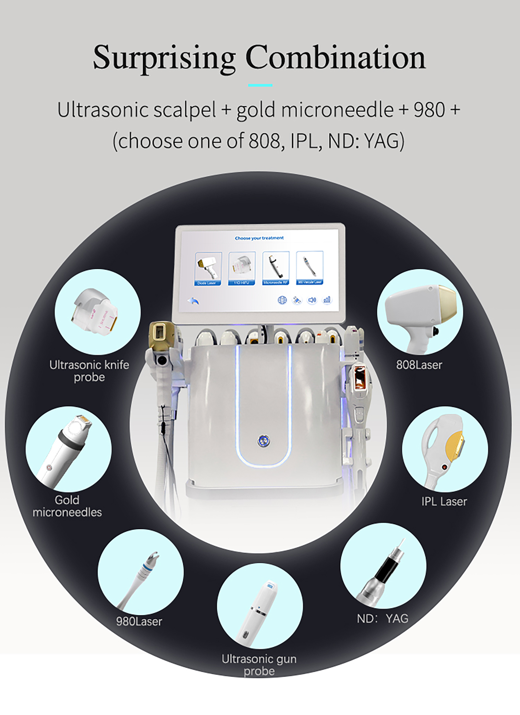 EXFU trend-4in1 diode laser 980nm ND yag and 11D HIFU Machine
